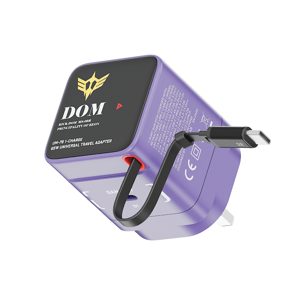 1-Charge+ 1-Port GaN Charger With Built-In USB-C Cable 65W - Limited E